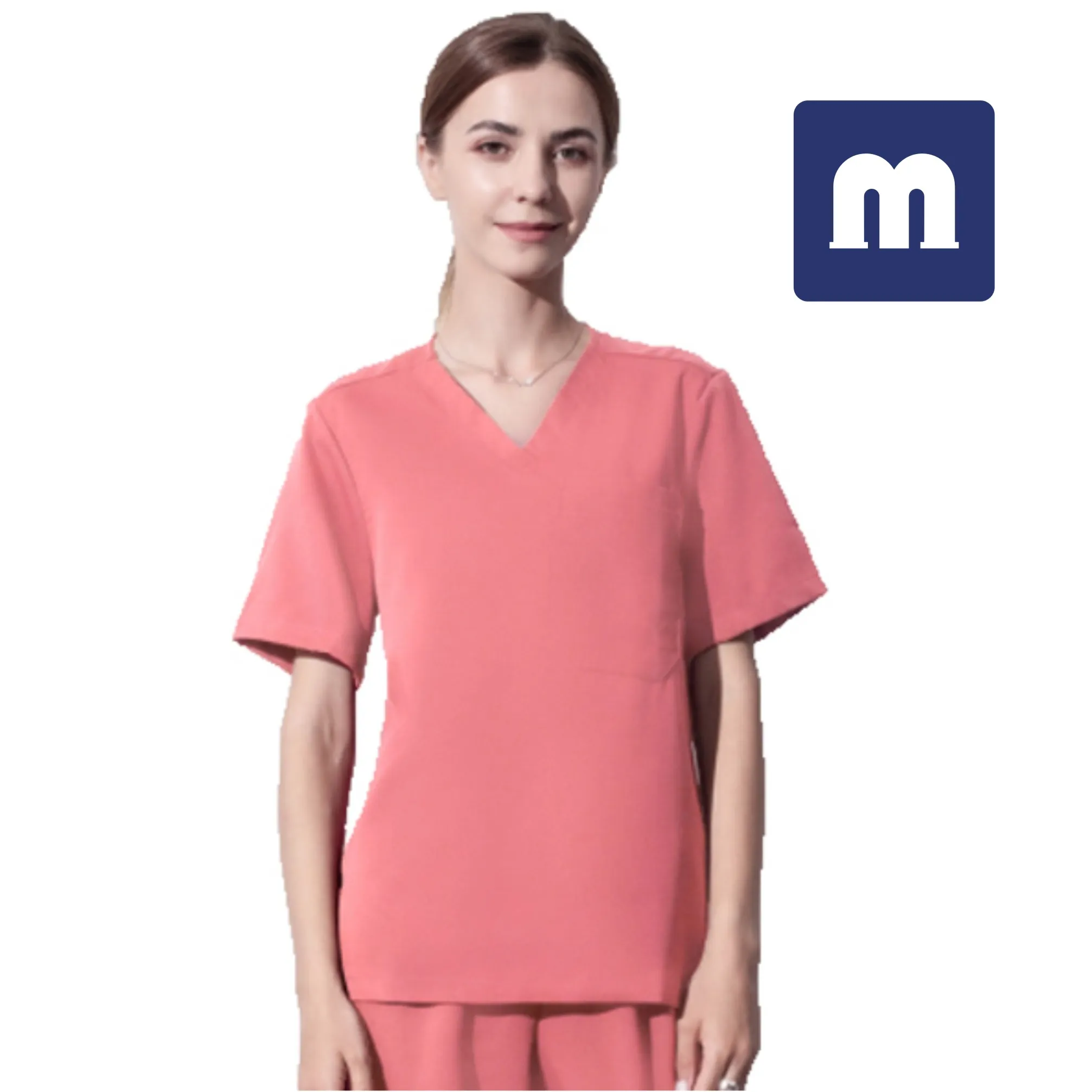 Medical Scrubs Set for Women Two-Pocket V-Neck Top and Full-Length ...