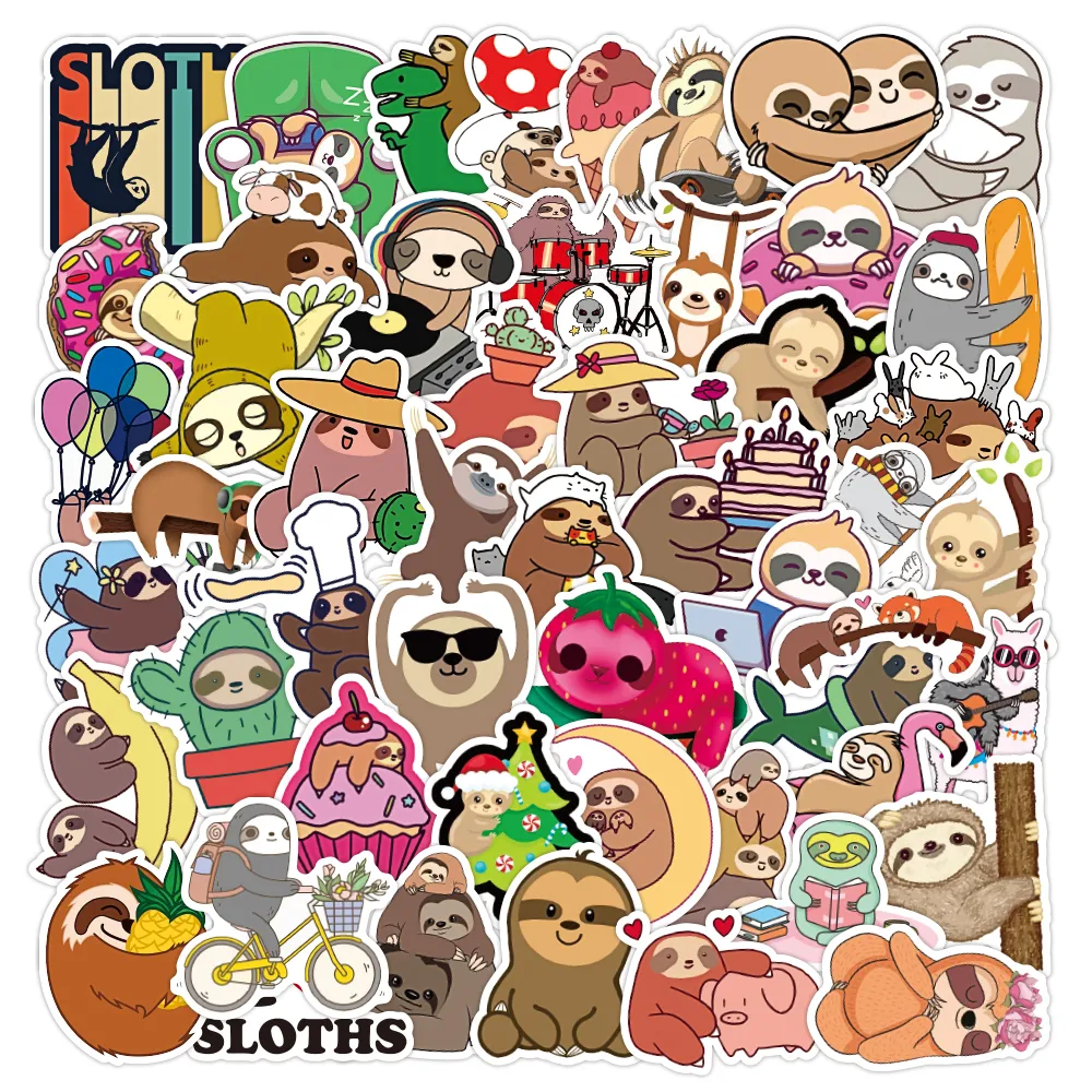 Wholesale Kawaii Sloths Stickers Cute Cartoon Decals Fridge Guitar ...