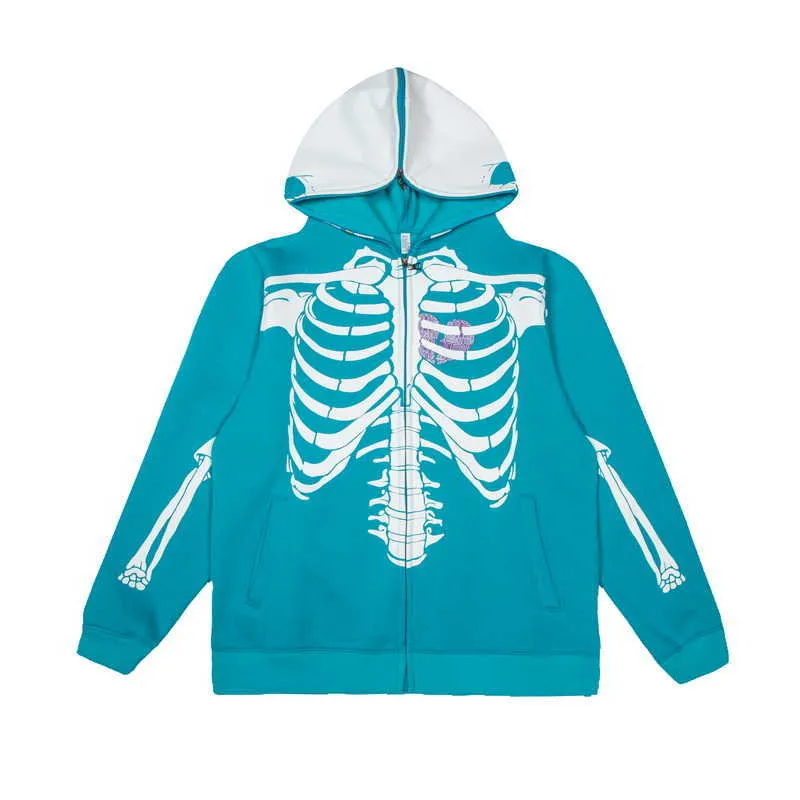 DHgate.com:Hirata hohiro Skeleton Plush Hoodie Zip Cardigan DHgate.com:Hirata hohiro Skeleton Plush Hoodie Zip Cardigan