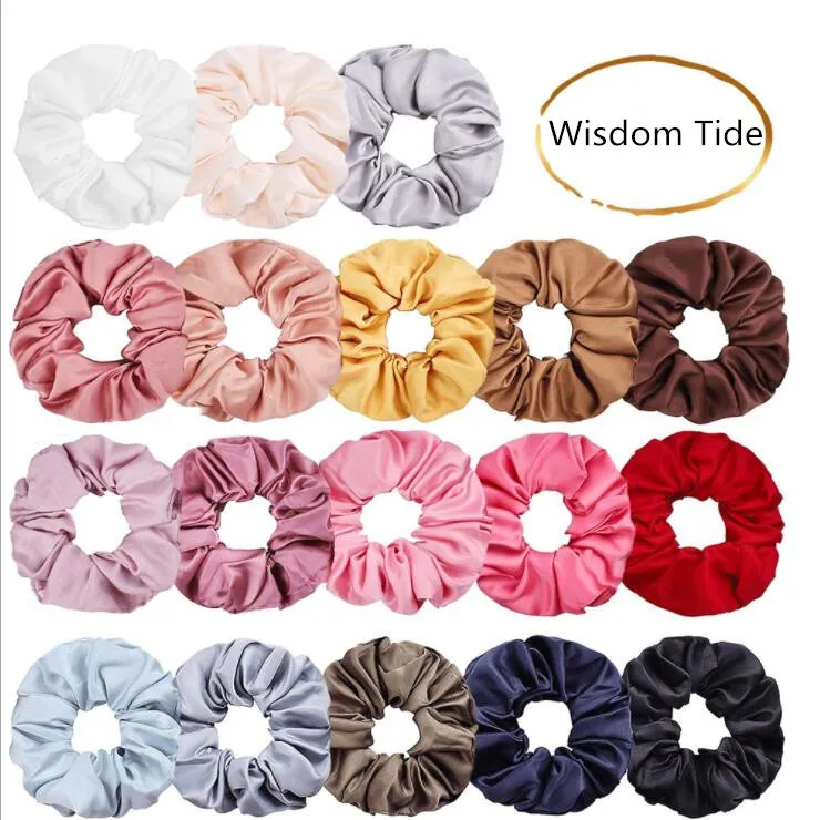 30 Solid Color Satin Hair Scrunchies: Elastic Headbands for Women ...