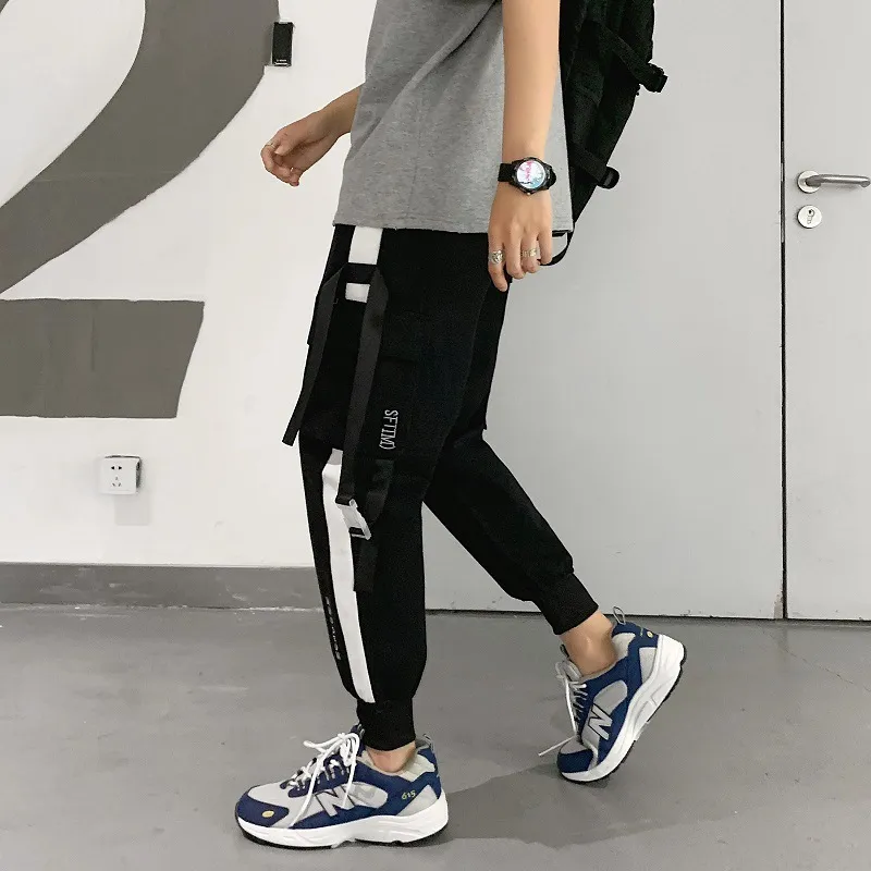 Designer Spring Hip Hop Joggers For Men Black Harem Pants With Multi
