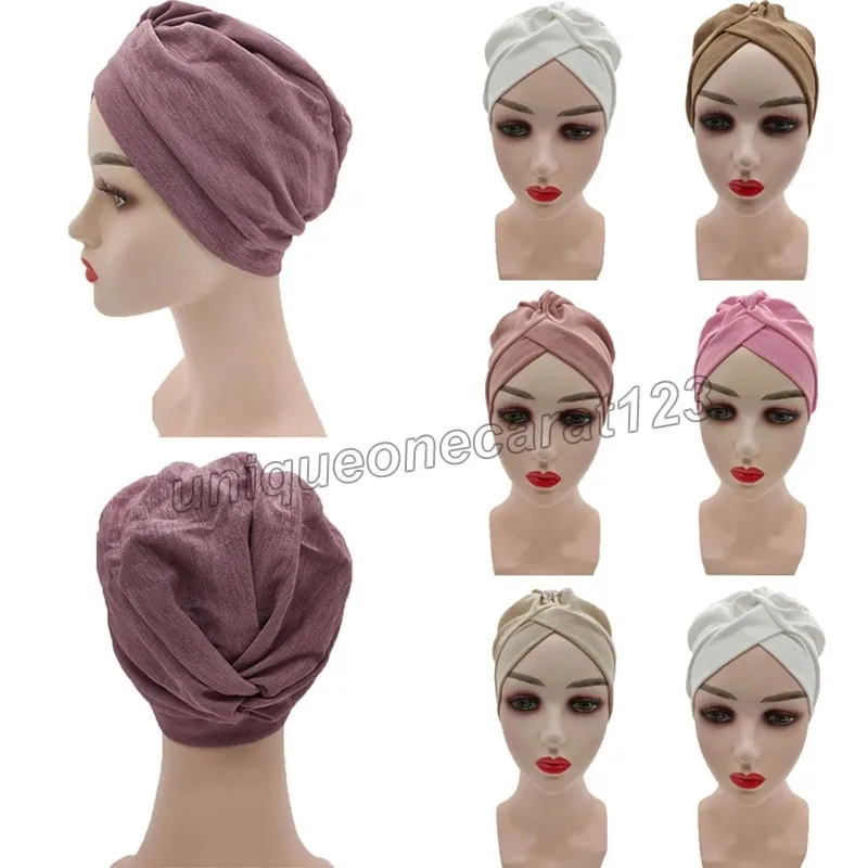 Womens Linen Inner Hijab Cap For Muslim Women Forehead Cross Turban