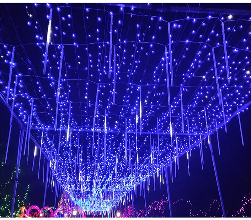 Waterproof 30cm LED Meteor Shower Garland With 8 Gas Discharge Tube For ...