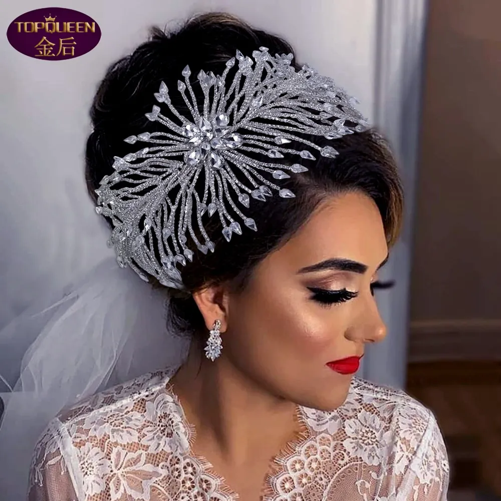 Diamond Hoop Tiara Queen Baroque Crystal Bridal Headwear Crown Hrinestone