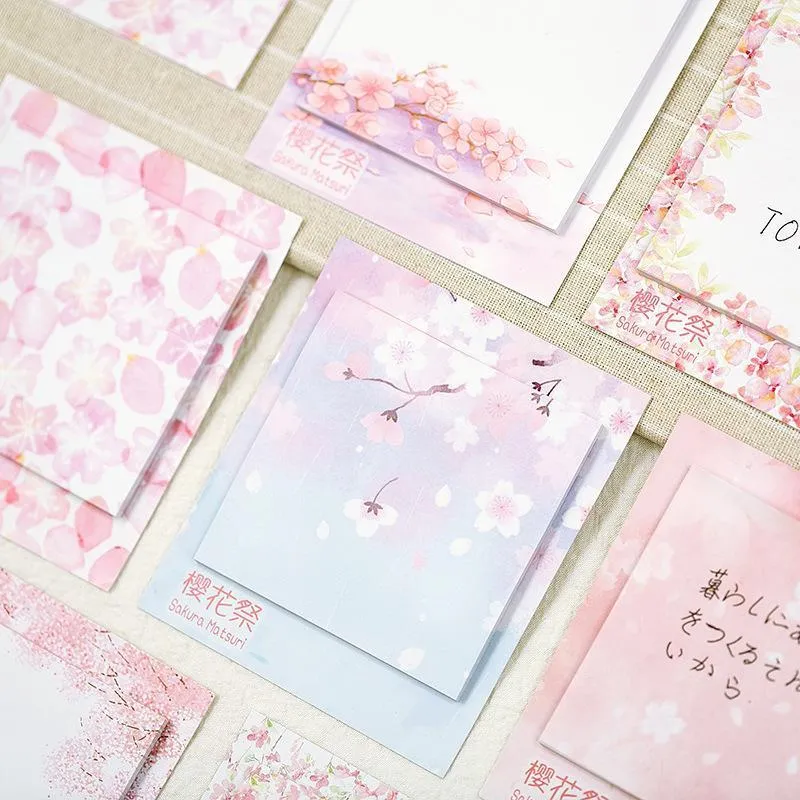 Cherry Blossom Memo Pads - Kawaii Sticky Notes Set - Sakura Flower ...
