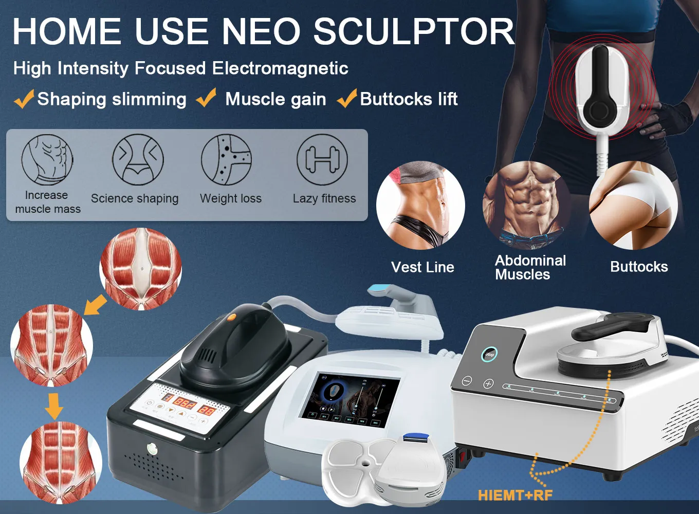 EMS RF High Intensity Rf Tummy Slimming Hip Lift Device With Electro ...