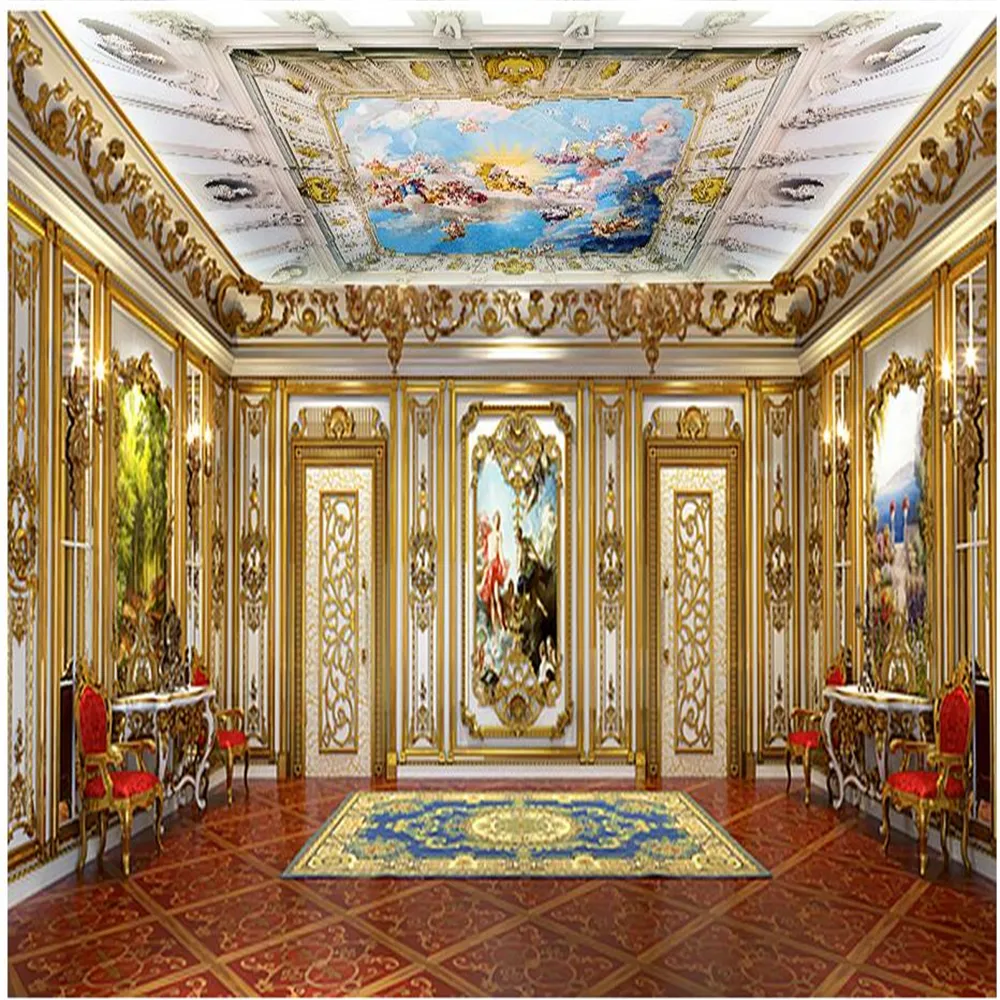 European Angel Ceiling Ceiling Wallpaper 3D Stereo Mural For Living ...