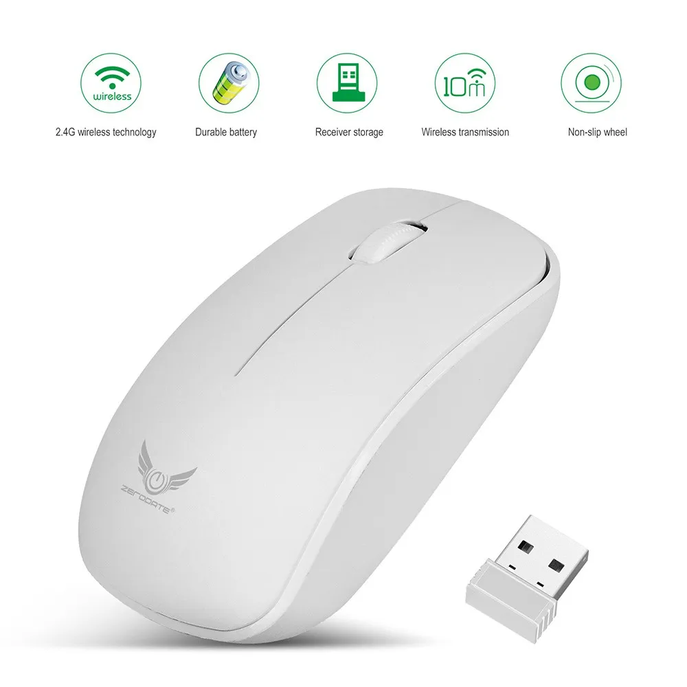 Wireless Gaming Mouse 2.4GHz 3 Button USB Optical Mouse 1600DPI for PC ...