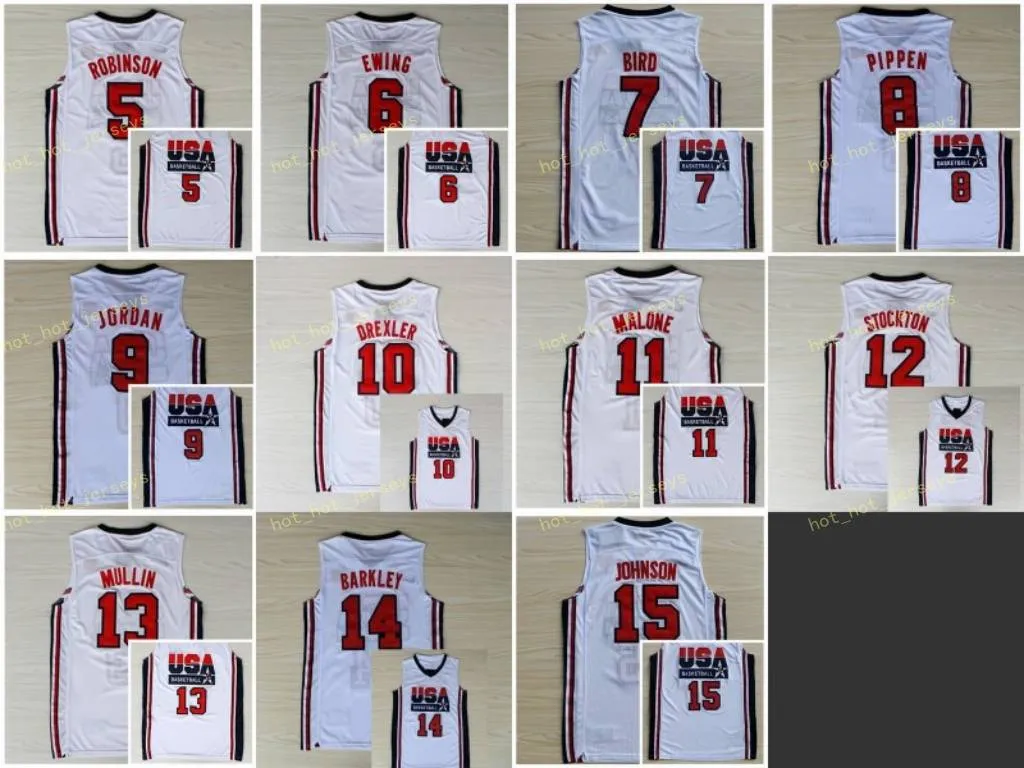 Vintage 1992 Dream Team Jersey Larry 7 Blrd Patrick 6 Ewing Chris 13 ...