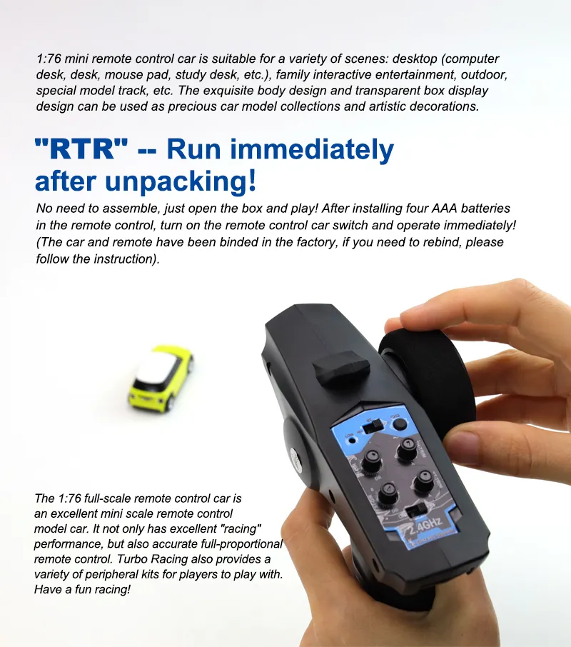 Turbo 1:76 RC Mini Full Proportional Wholesale Electric Race RTR Kit 2 ...
