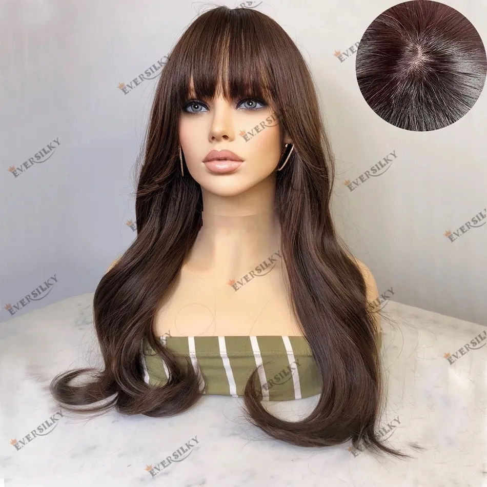 Premium Brown Fringe Human Hair Wig with Bangs - Best Seller, Shop Now ...
