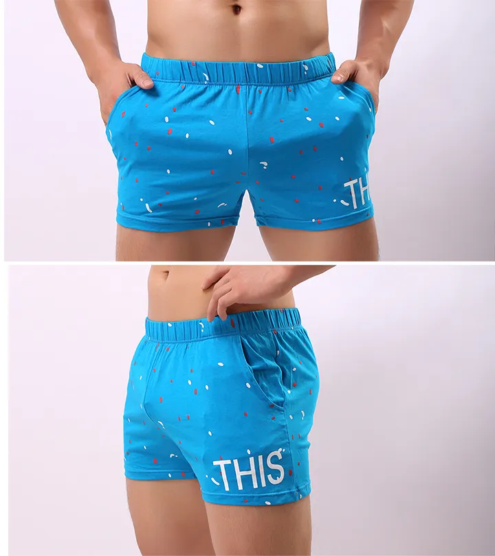 Soft Cotton Printed Men's Boxers Shorts, Breathable Loose Home ...