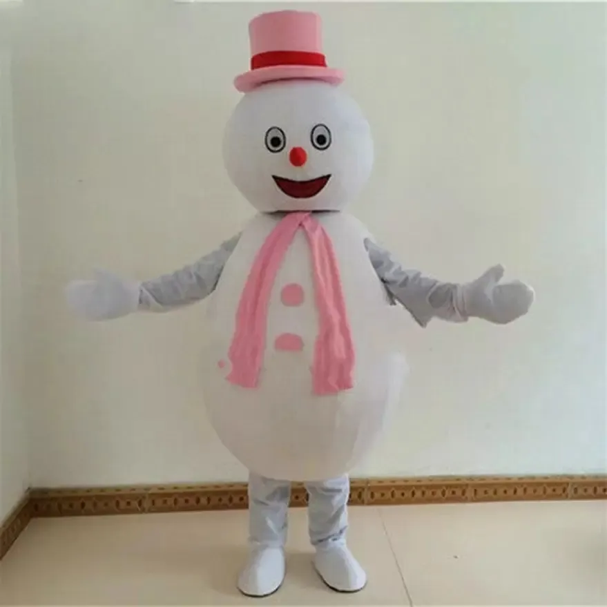 Festival Dress Snowman Pink Mascot Costume Halloween Christmas Fancy ...