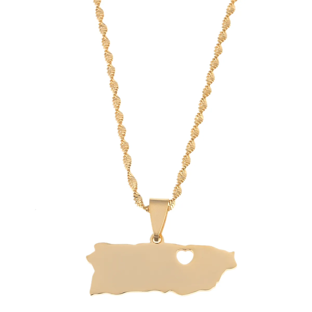 Stylish Puerto Rico Map Couple Name Pendant Gold In Stainless Steel ...