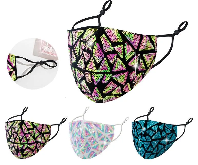 DHgate.com:Bling Sequin Grid Face Mask - Stylish Reusable Double-Layer ...