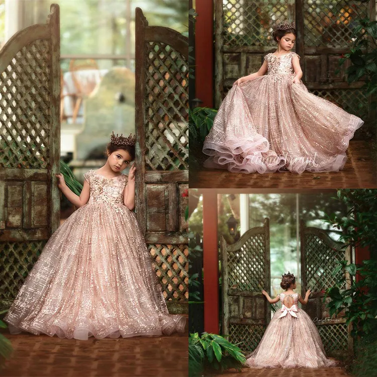 2021 Luxury Little Girls Pageant Dresses Lace 3D Floral Appliqued Beads ...