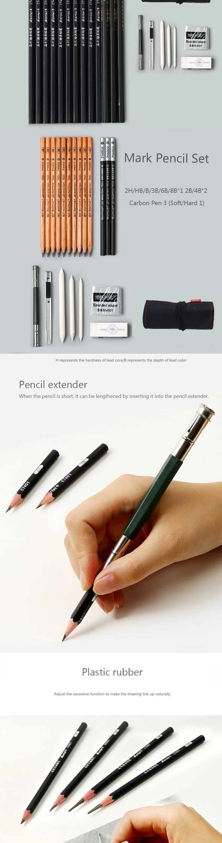 Wholesale Marco Pen Sketch Pencil Drawing Tool Set Beginner Full Set Of ...