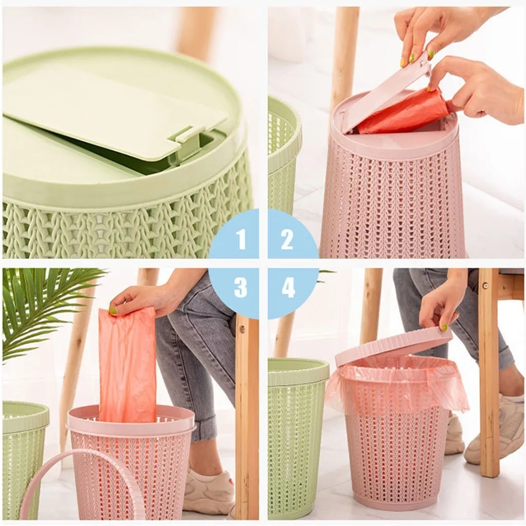 Room Garbage Can With Bag Storage Modern Hollow Waste Bin For Living ...