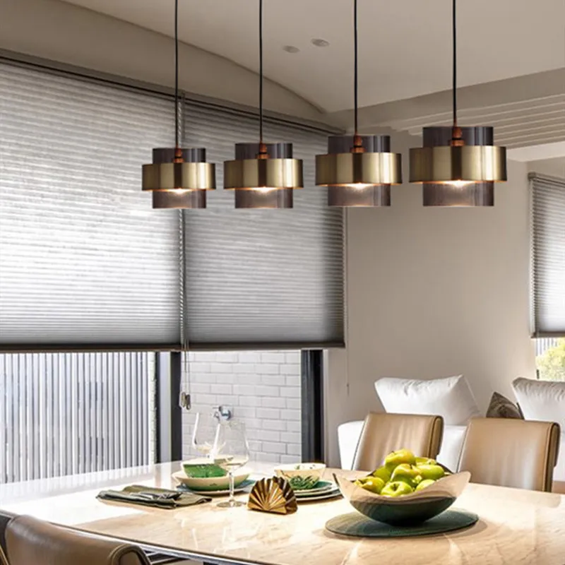 Contemporary LED Lighting Glass & Metal Pendant Light Modern Hanging ...