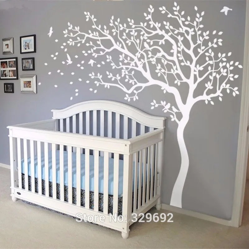 Large White Nursery Tree Decal Personalised Wall Stickers For Kids ...