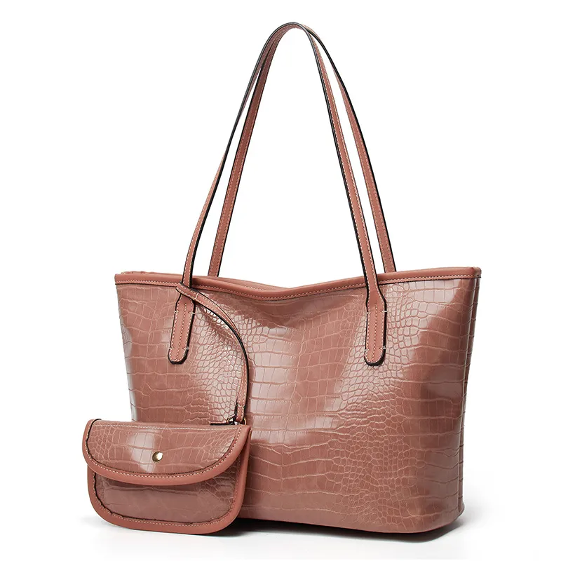 Crocodile Pattern Designer Messenger Handbag & Purse Combo - High ...