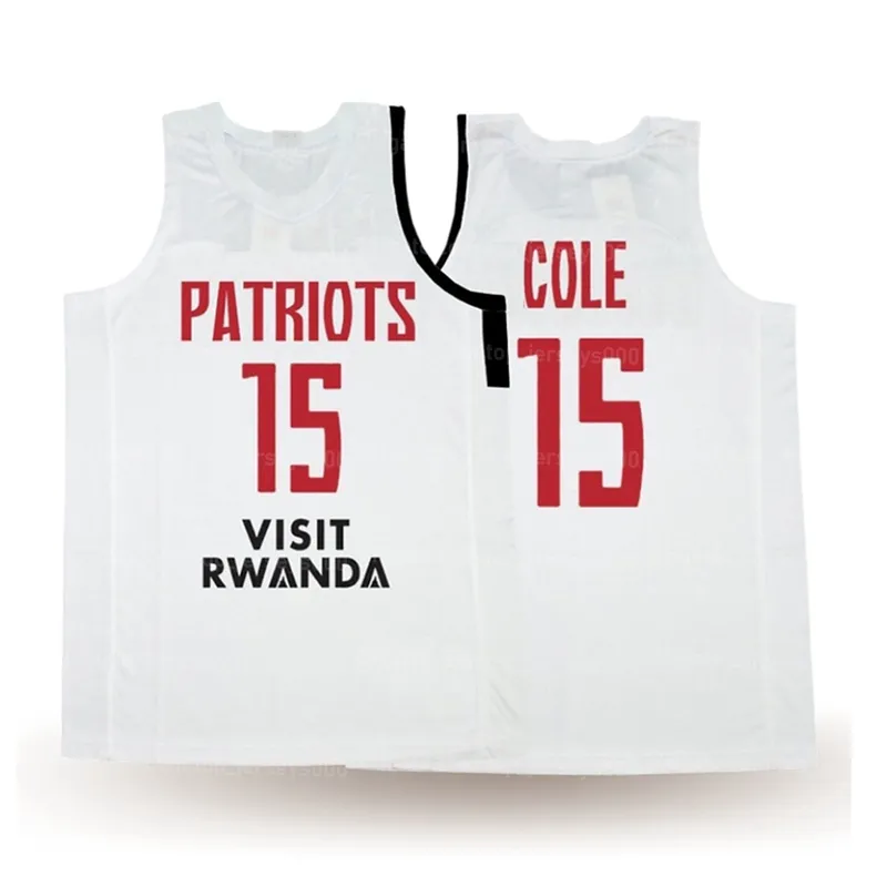 Custom J. Cole #15 Visit Rwanda Basketball Jersey Stitched White Black ...