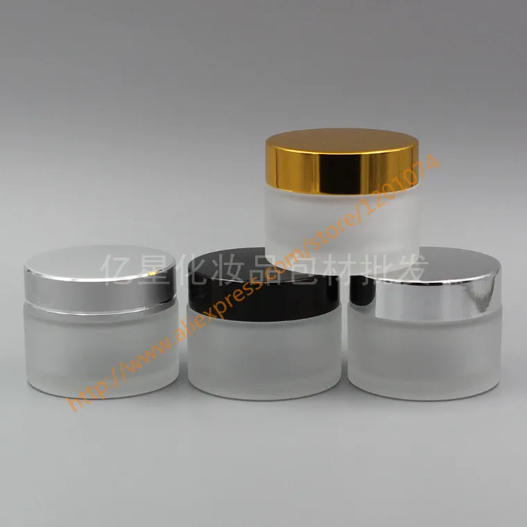 Wholesale Wholesale 50g Clear Frosted Glass Cream Jar With Shiny Silver