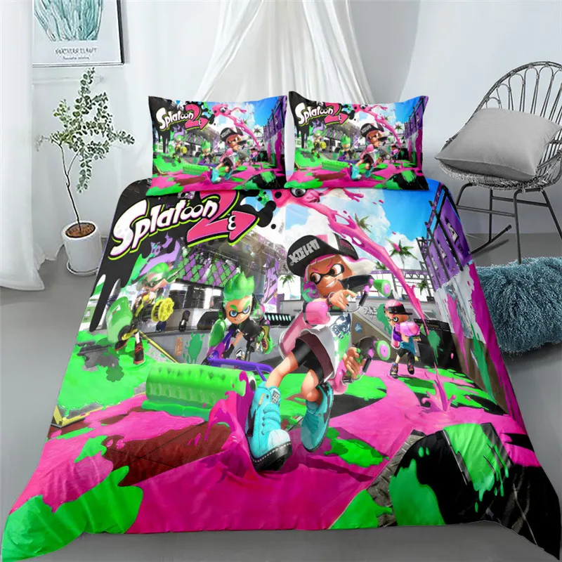 Splatoon C1020 Bedding Set - Colorful Squid Ink Theme, Microfiber ...