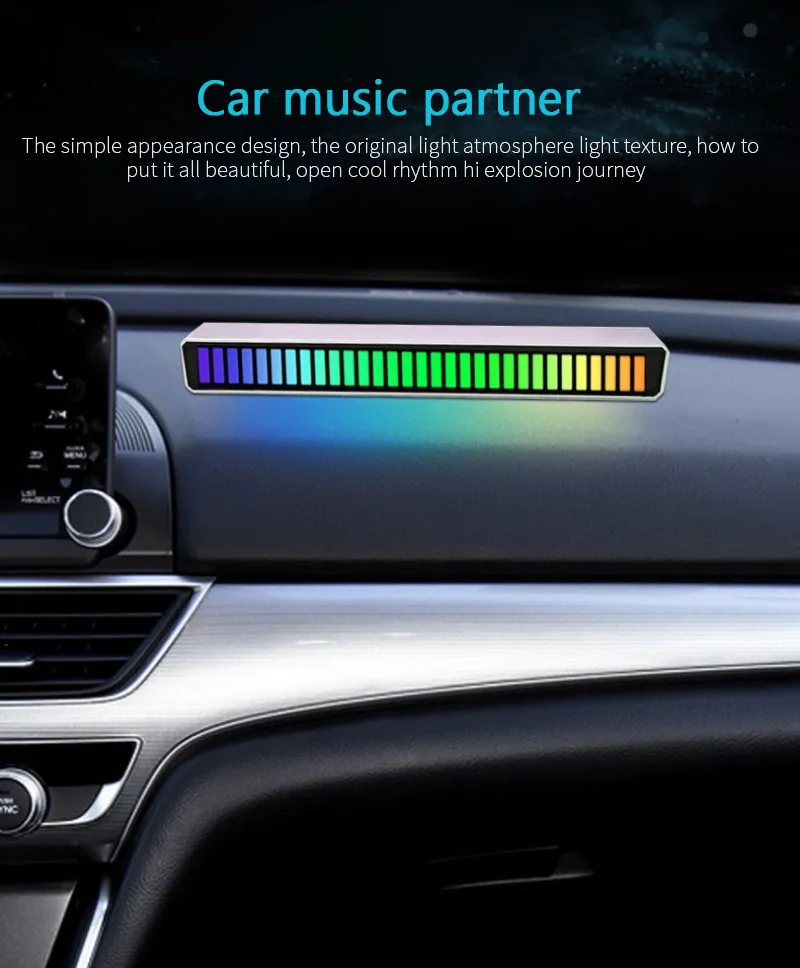 RGB Sound Reactive LED Light Bar Voice Activated, Colorful Ambient ...