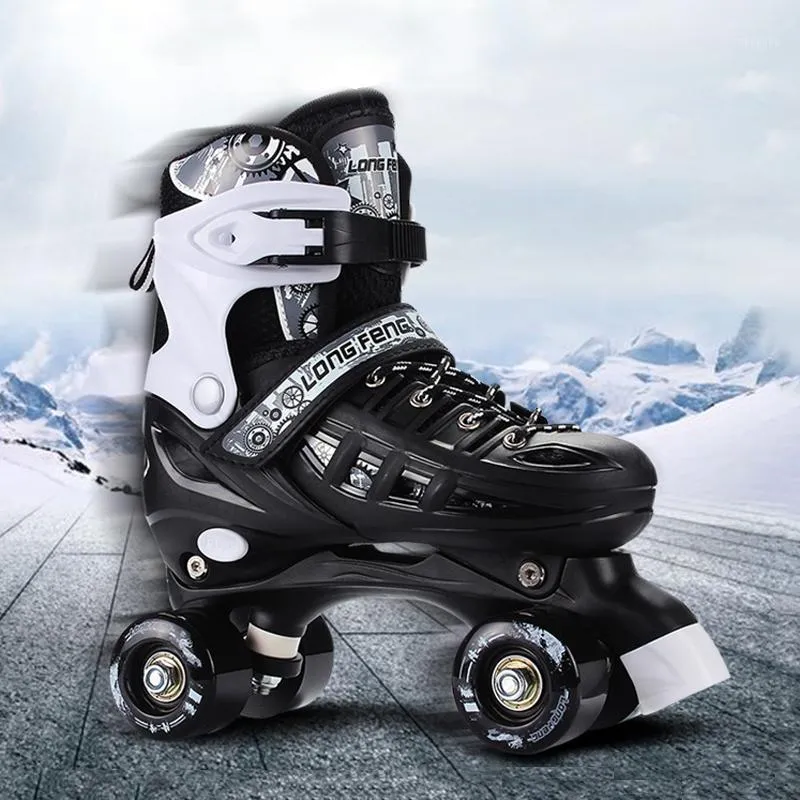 Adjustable Roller Skates - Double Row, Quad Skates with Flashing Wheels ...