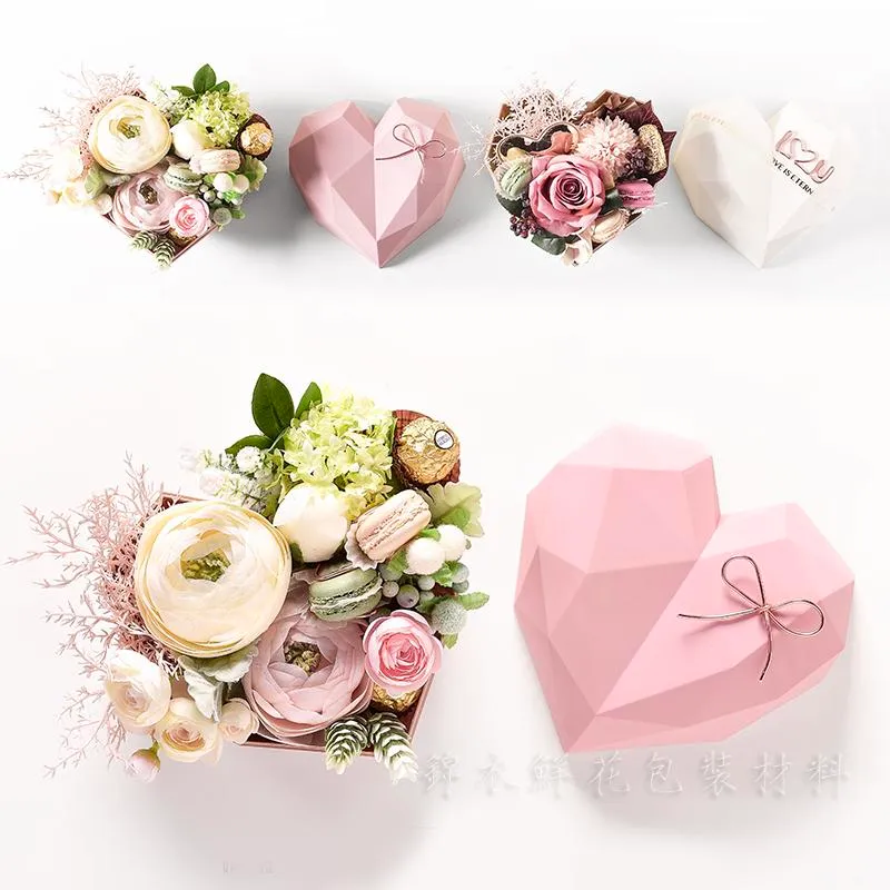 Diamond Heart Flower Box Flower Packing Box Creative Gilding Bouquet ...