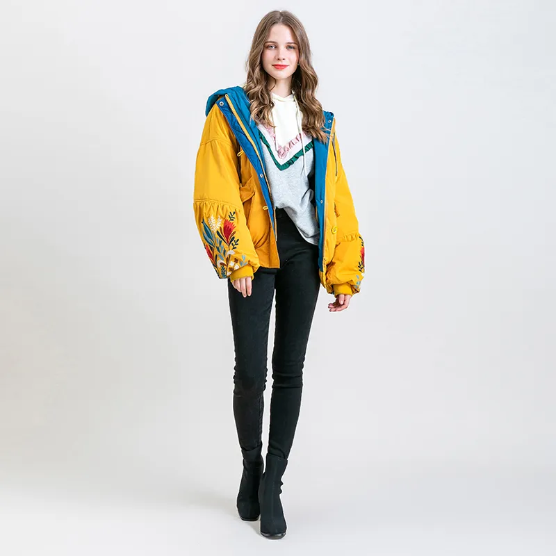 ARTKA New Women Winter Jacket Vintage Embroidery Short Thicken Warm ...