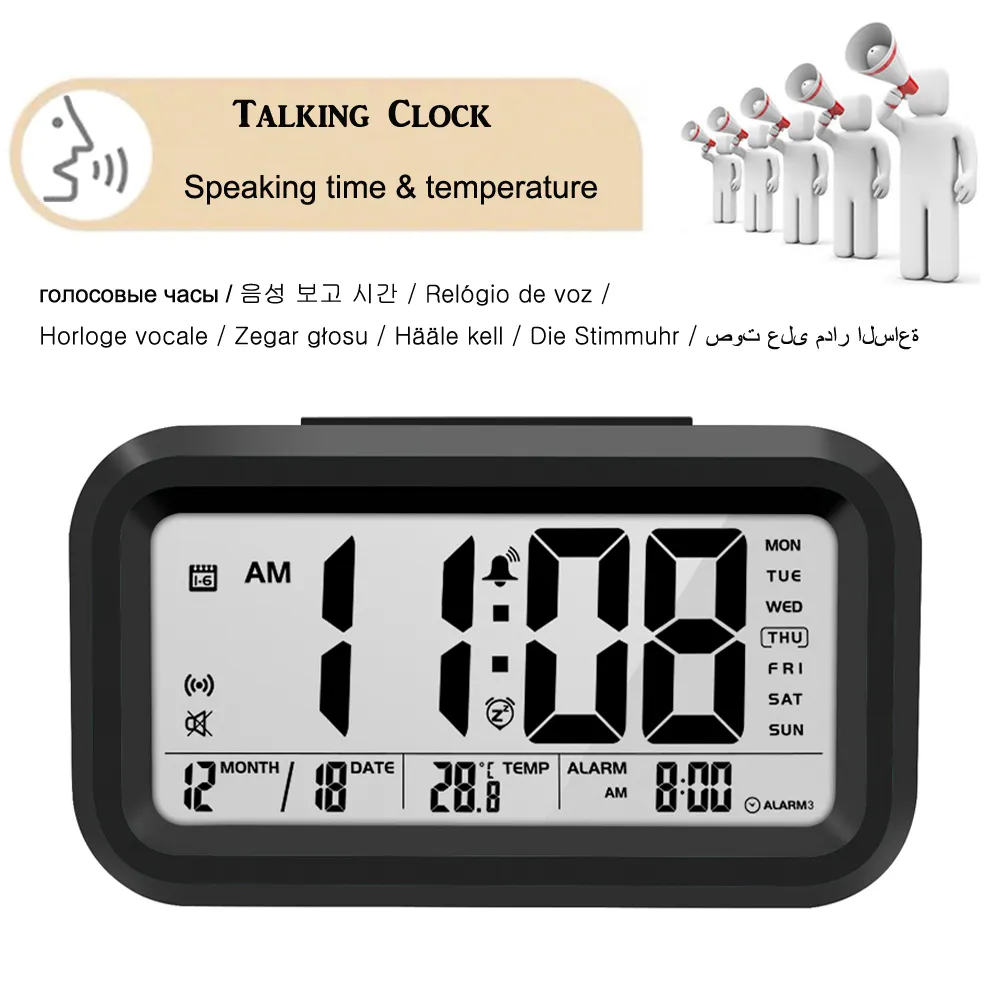 Talking Alarm Clock With Temperature Russian Speaking Digital Clock For ...