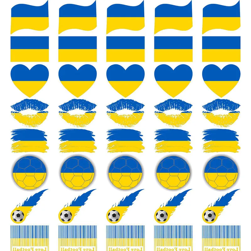 Ukrainian Flag Waterproof Face Sticker Vinyl Tattoo for Football Fans ...