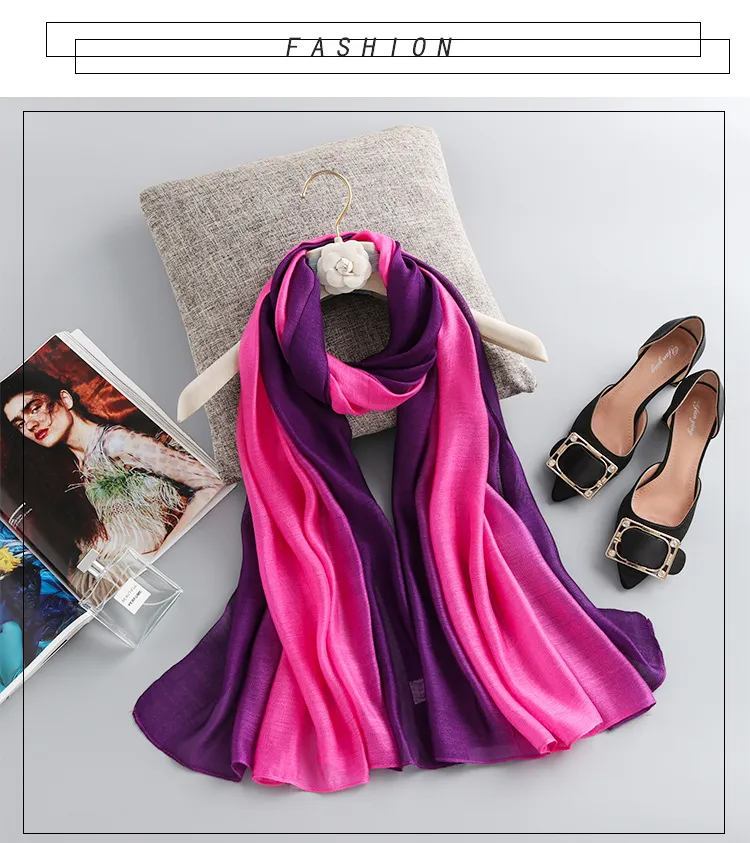 Gradual Change Mulberry Silk Scarf Shawl Beach Towel Sunshade Gifts ...