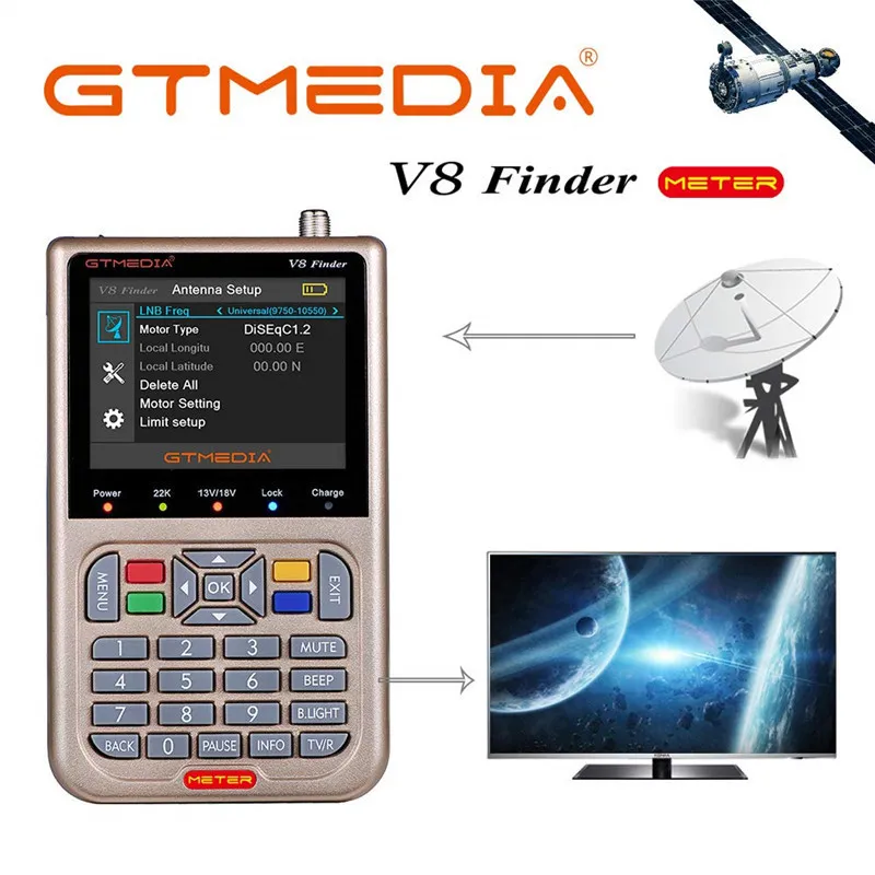 Digital Satellite Finder Meter V8 SatFinder DVB S/S2/S2X HD 1080P TV ...
