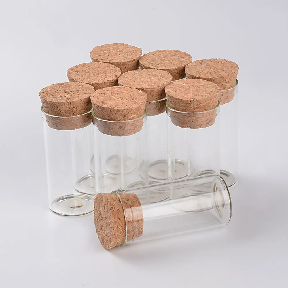 12ml Empty Glass Test Tube Bottles With Cork Stopper Transparent Mini ...