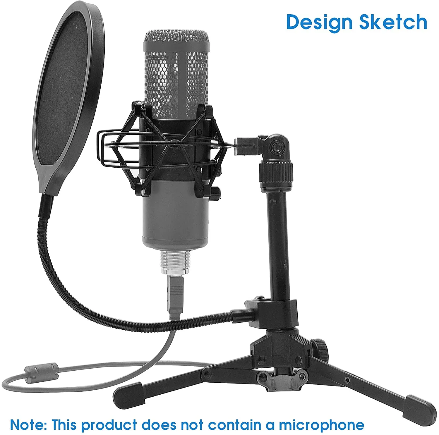 Foldable Tripod Desktop Microphone Stand Holder With Small Plastic ...