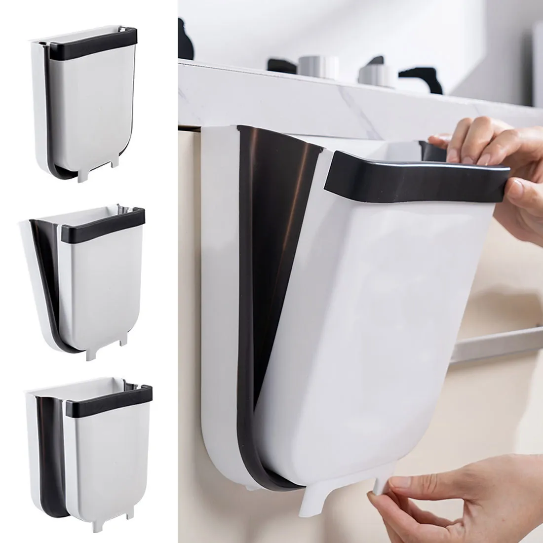 Wall Mounted Folding Kitchen Trash Bin For Kitchen, Cabinet, Door, And ...