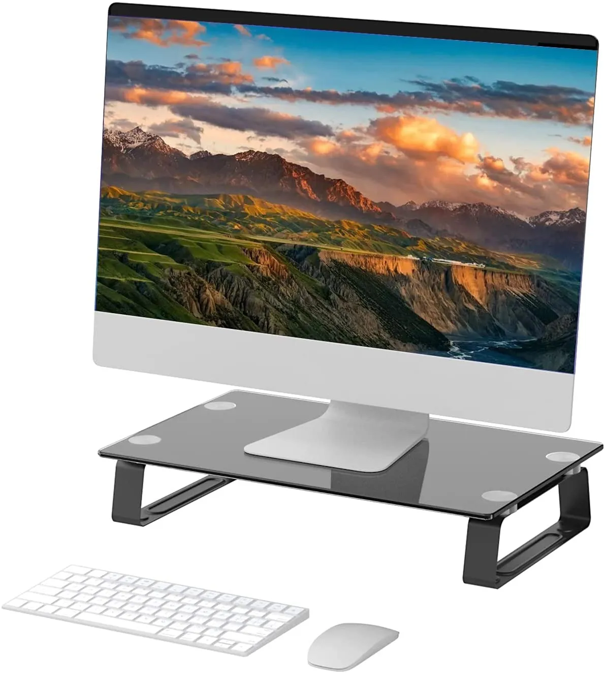 PC Monitor Stands Tempered Glass Monitor Riser For Desks, Computer ...