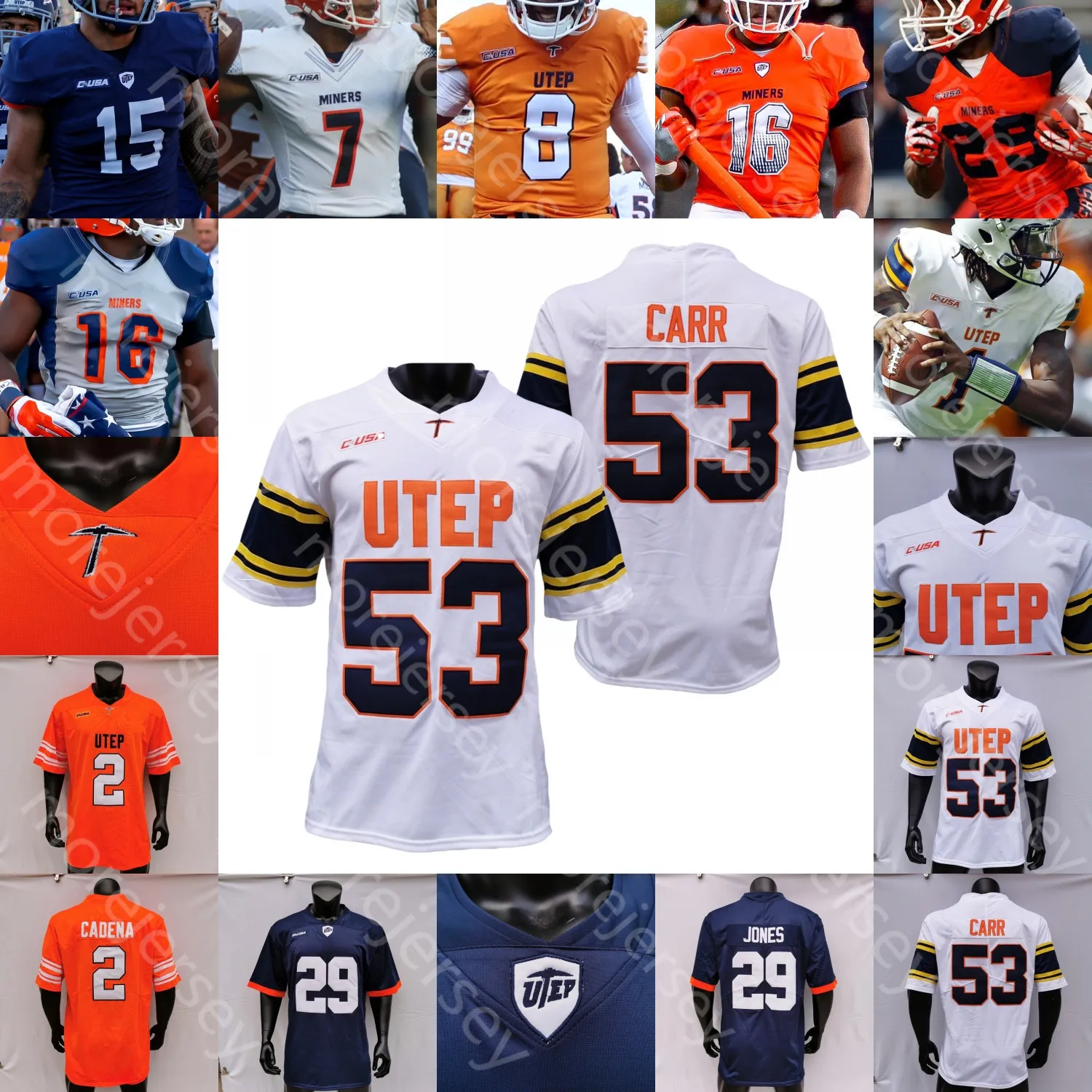 Utep Miners Football Jersey NCAA College Aaron Jones Gavin Hardison ...