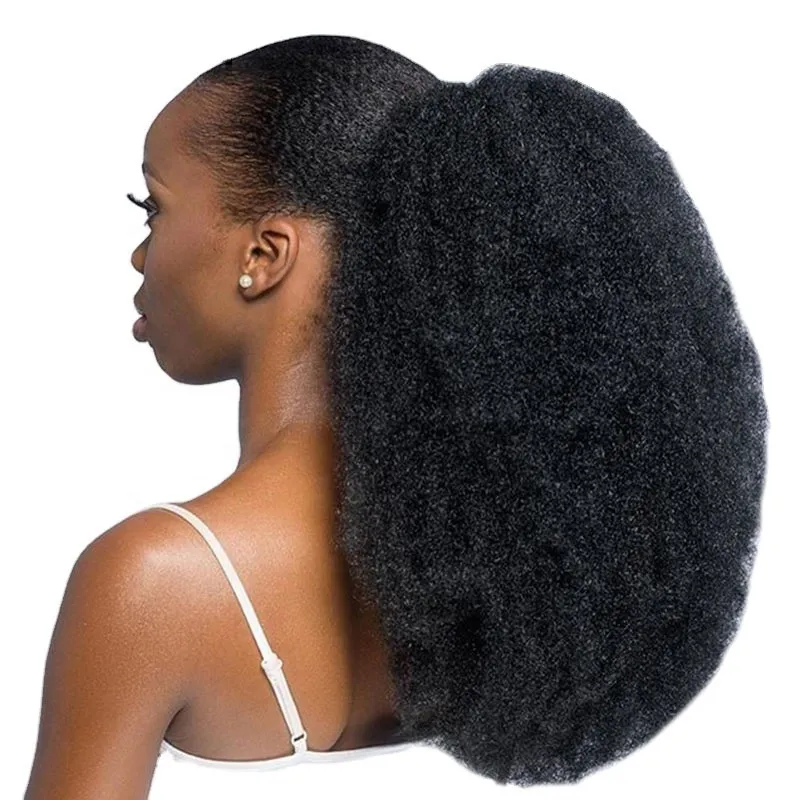 Human Hair Ponytail Extensions: Kinky Curly Drawstring Ponytail For ...