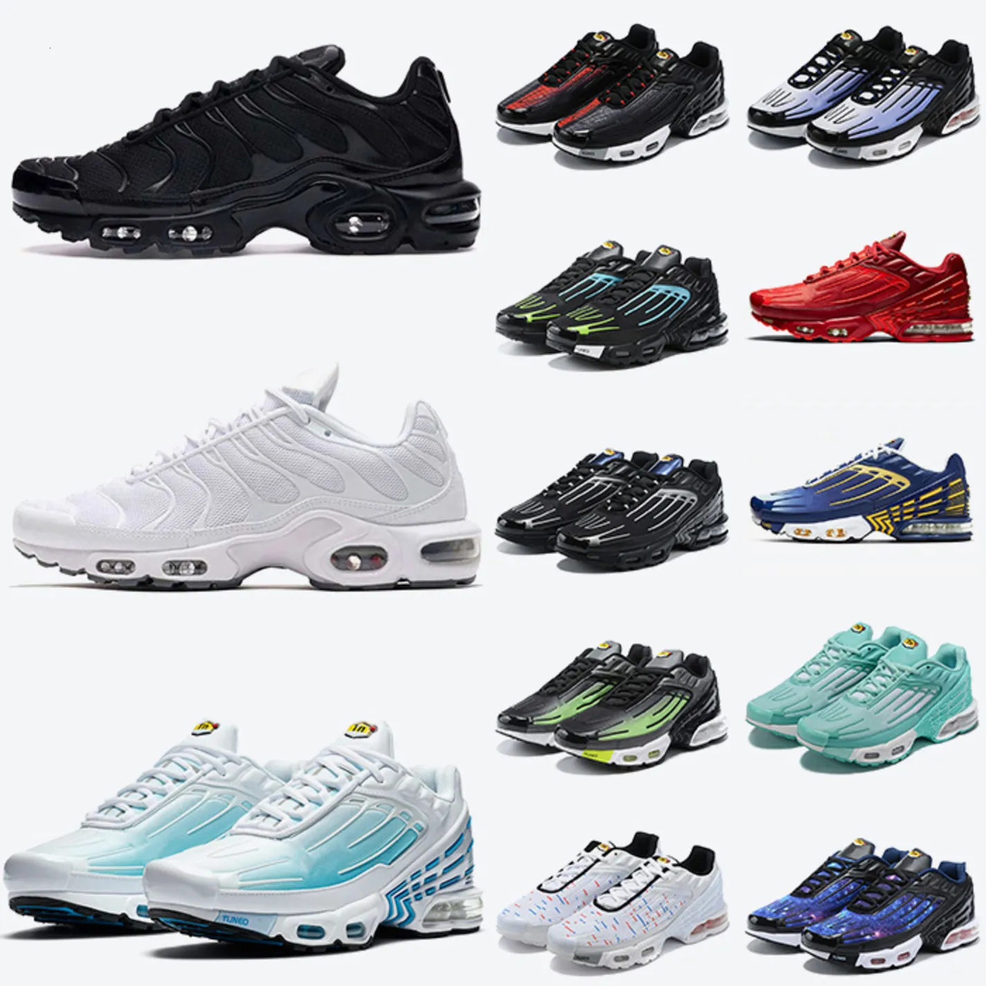 NUEVO TN PLUS TUNNED MENS RUNNY SHOETS SPIDER Laser Blue Triple Black ...