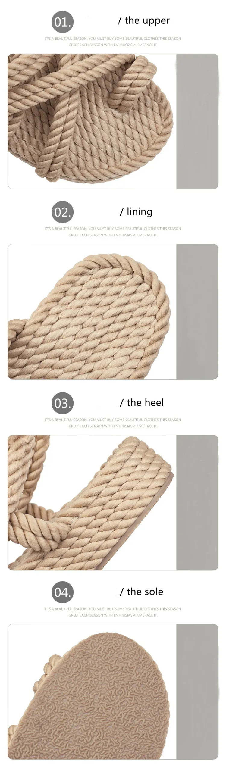 Women Summer Sandals Hemp Rope Fisherman Weaving Sandals Platform ...