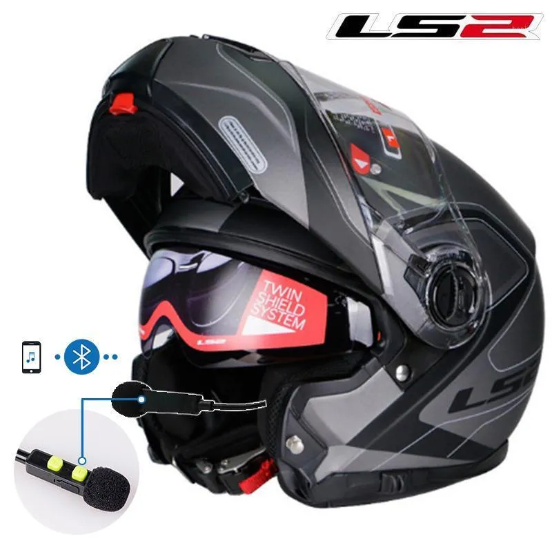 LS2 FF325 Flip Up Motorcycle Intercoms With Double Sun Shield Lens ...