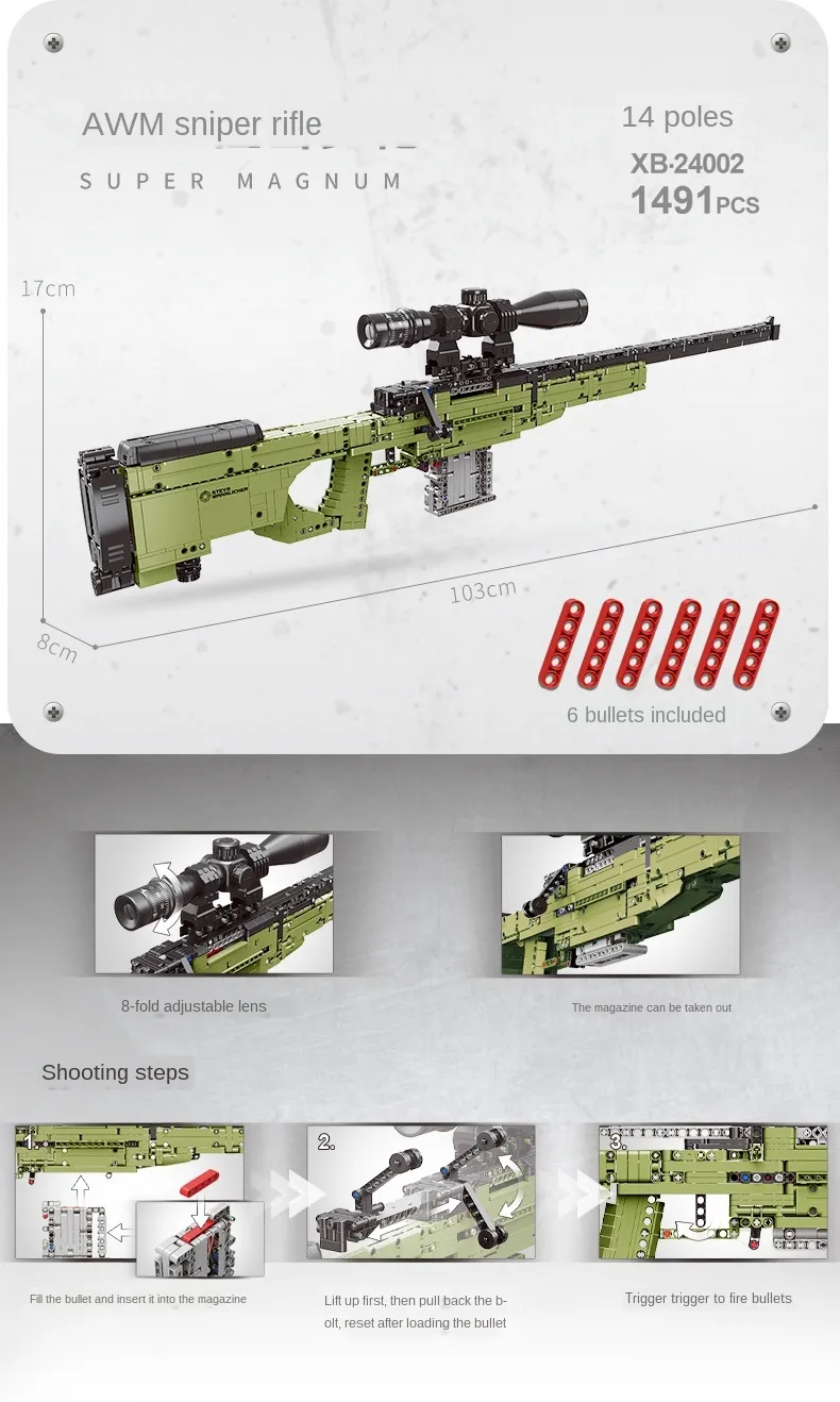 Toy Gun Models: Large Scale Building Block Sniper Rifle, High Precision ...