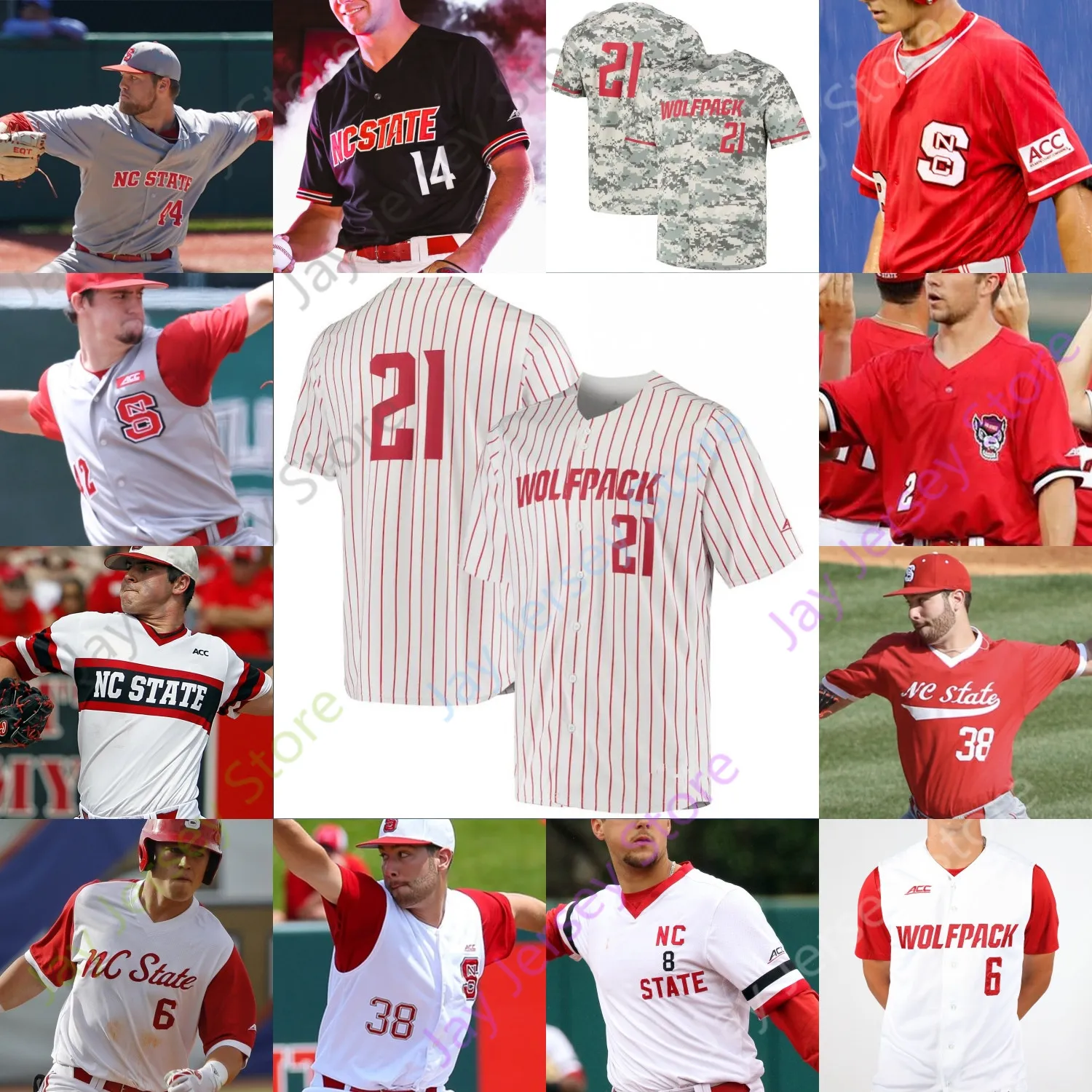 NC State Baseball Jersey College Trea Turner White Matt Willadsen Sam ...