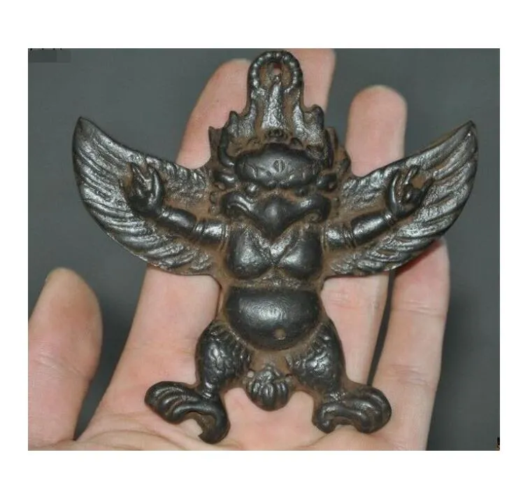 Tibet Bronze Winged Garuda Bird God Statue Tantra Exorcism Amulet ...