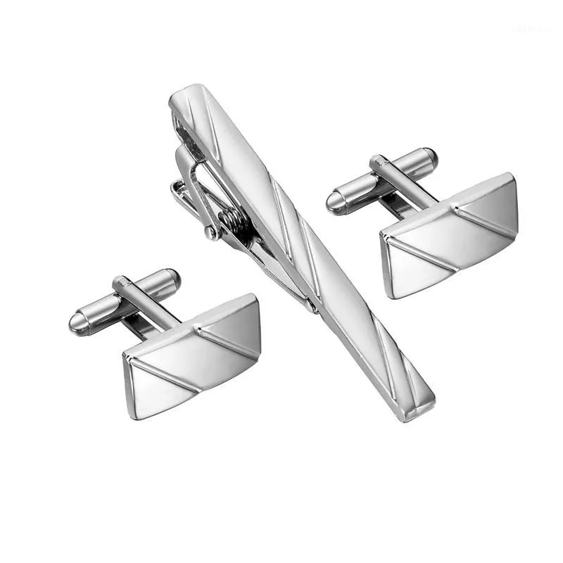 Premium Diagonal Stripe Cufflink & Tie Clip Set - Elegant Mens Cuff ...