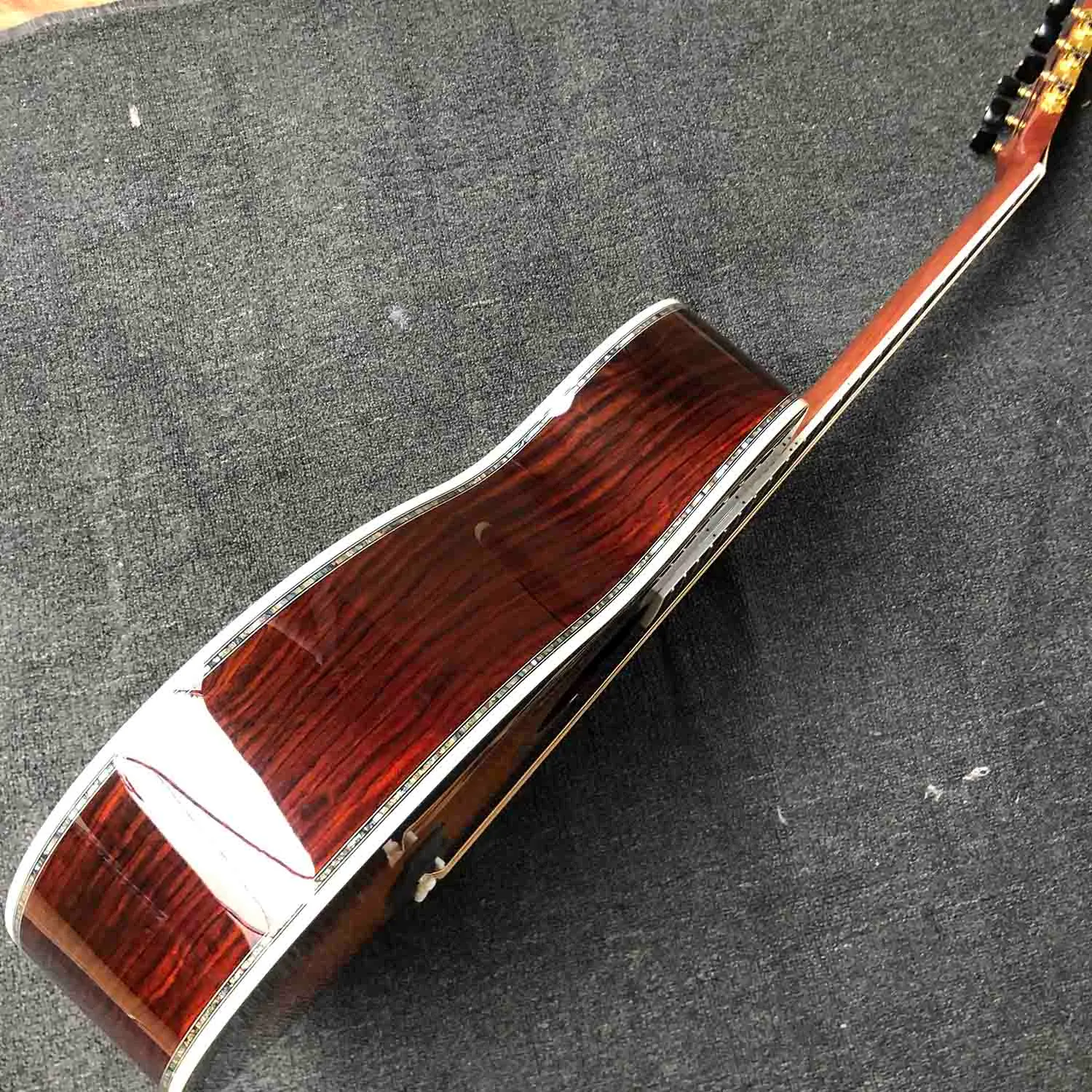 Solid OM Acoustic Guitar Ebony Fingerboard Cocobolo Back Side Abalone ...